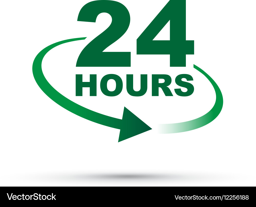 Green 24 hours Royalty Free Vector Image - VectorStock
