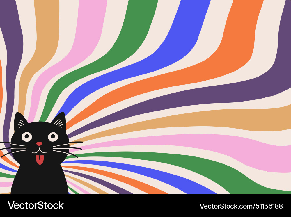 Groovy abstract rainbow swirl background with cute