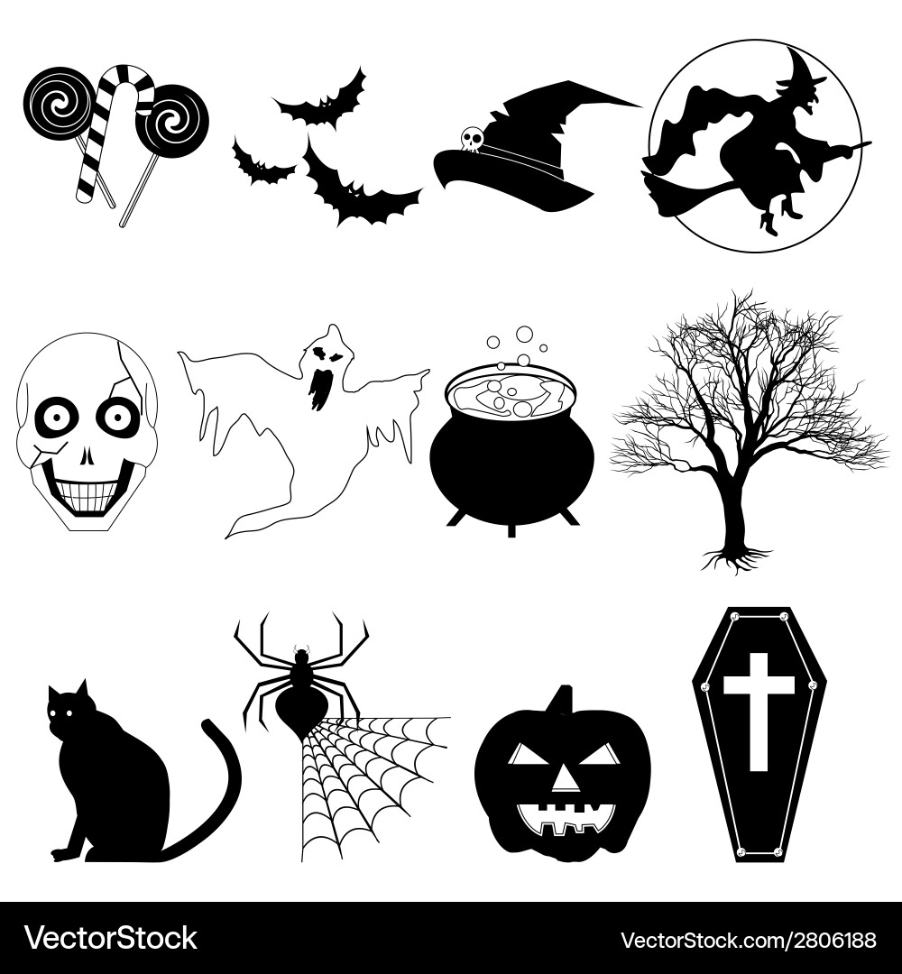 Halloween black and white Royalty Free Vector Image