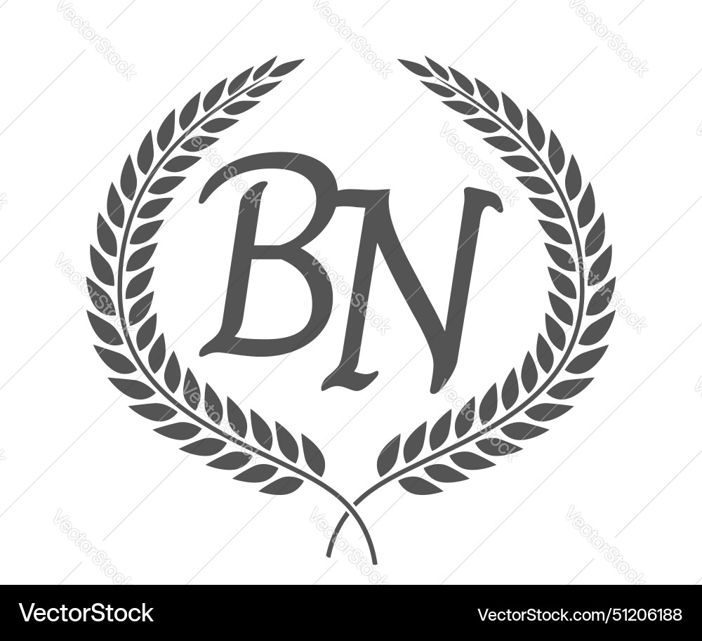 Initial letter b and n bn monogram logo design Vector Image