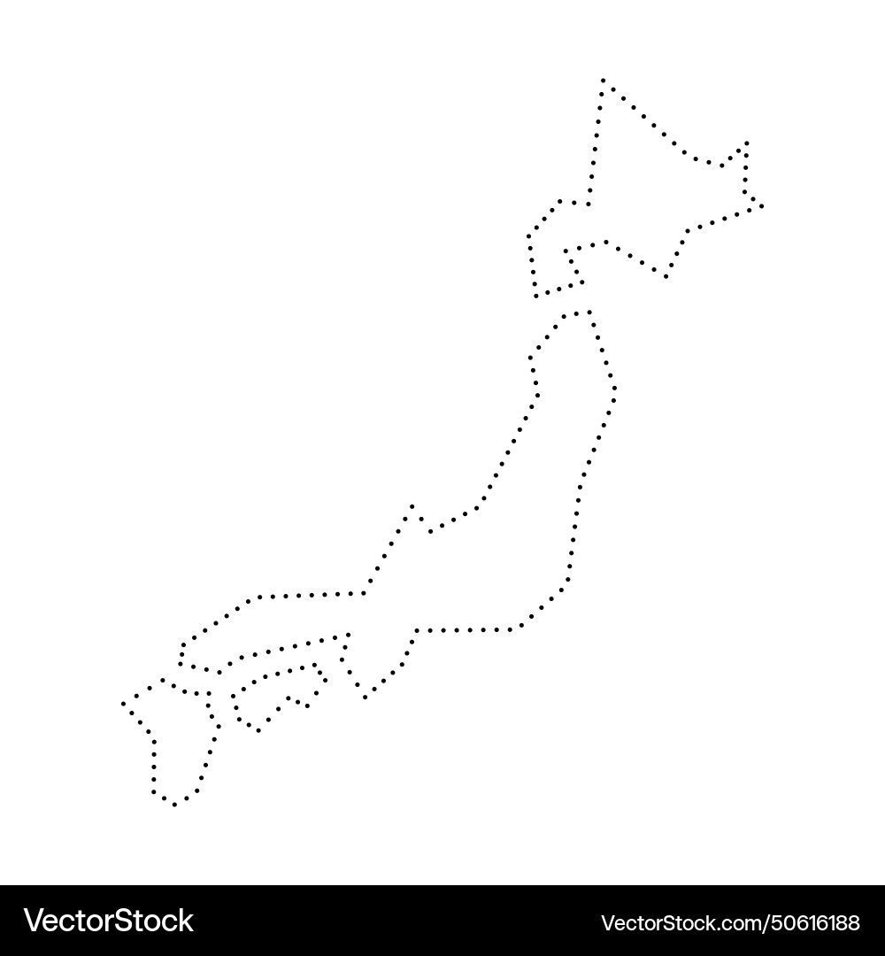 Japan dotted outline map Royalty Free Vector Image
