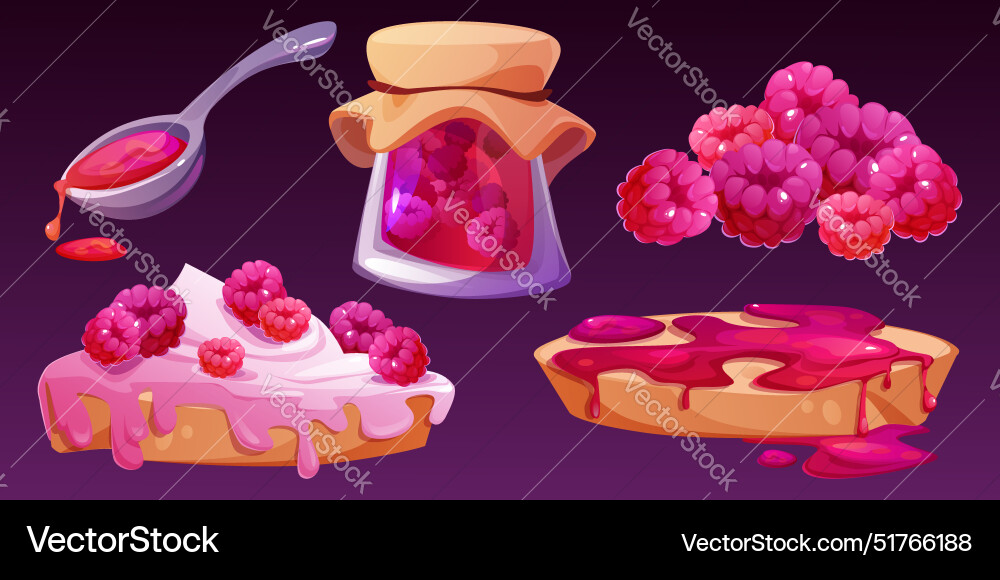 Jelly jam on bread raspberry toast cartoon Vector Image