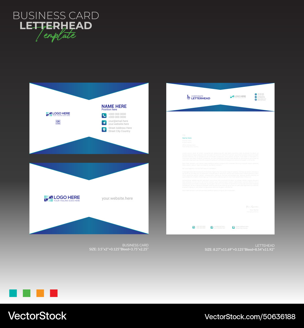Letterhead and business card design Royalty Free Vector