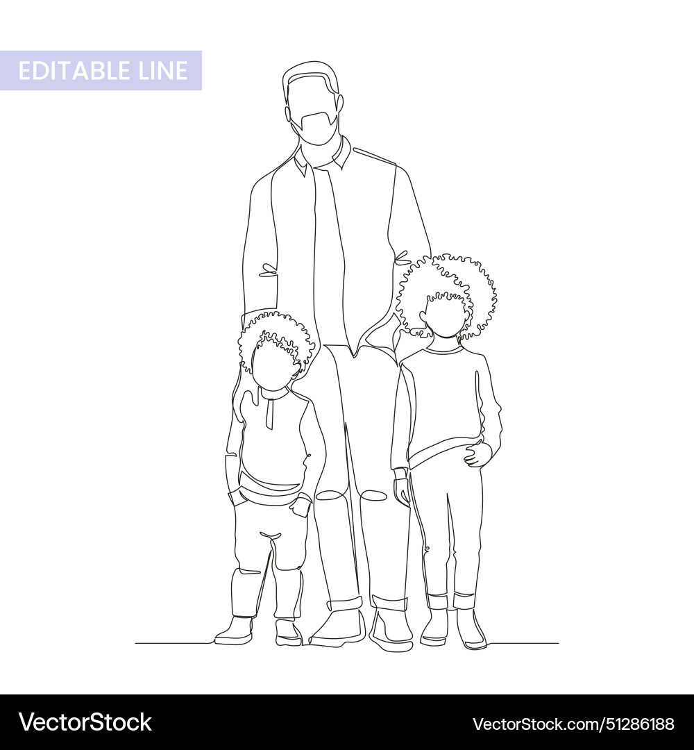 One single endless line parent family Royalty Free Vector