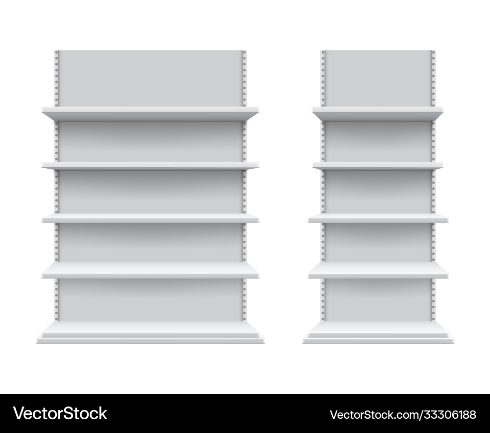Realistic shelves mockup isolated store shelving Vector Image