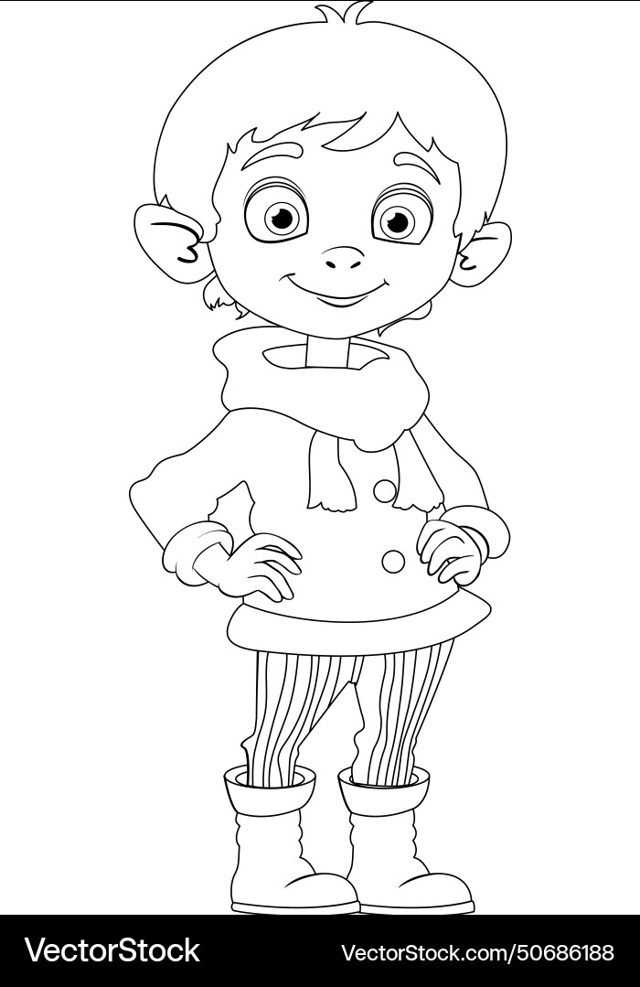 Smiling elf character dressed for cold weather Vector Image