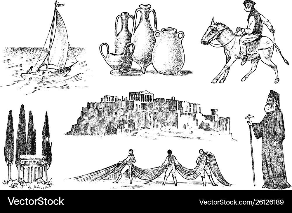 Ancient Greece - Symbols & Culture Royalty Free Vector