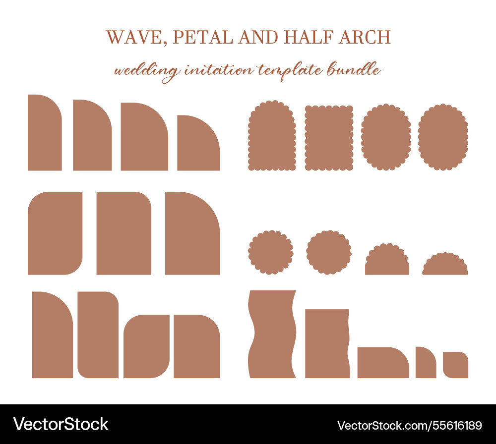 Arch wave petal half arch shape set template Vector Image