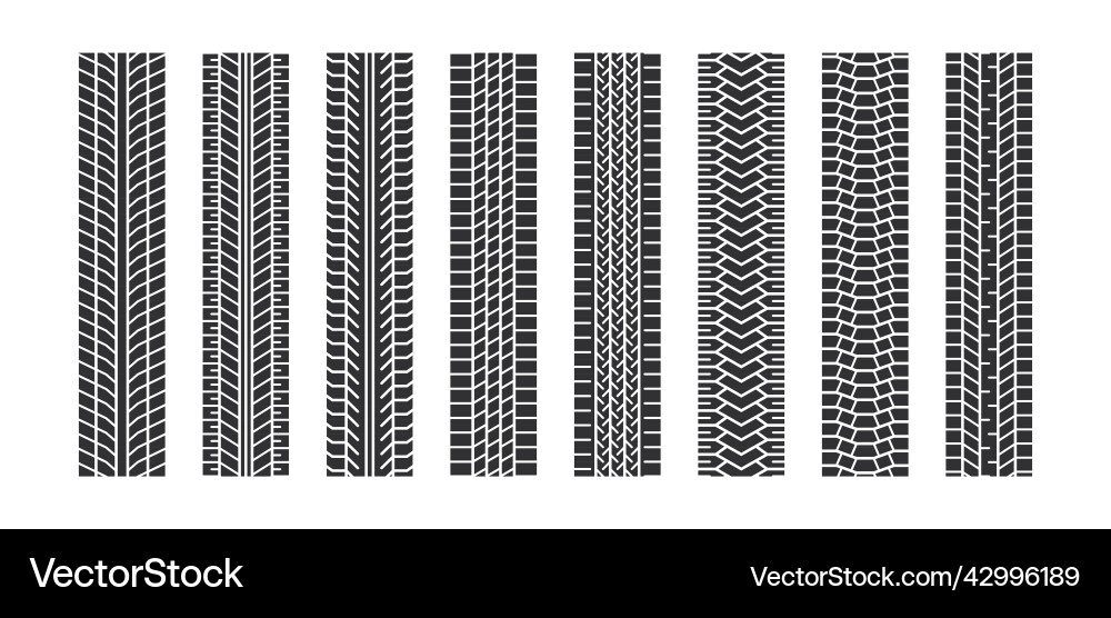 Auto tire tread seamless elements car Royalty Free Vector