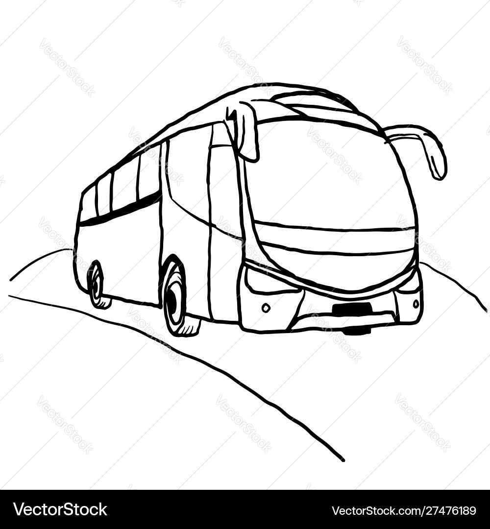 Bus line art drawing Royalty Free Vector Image