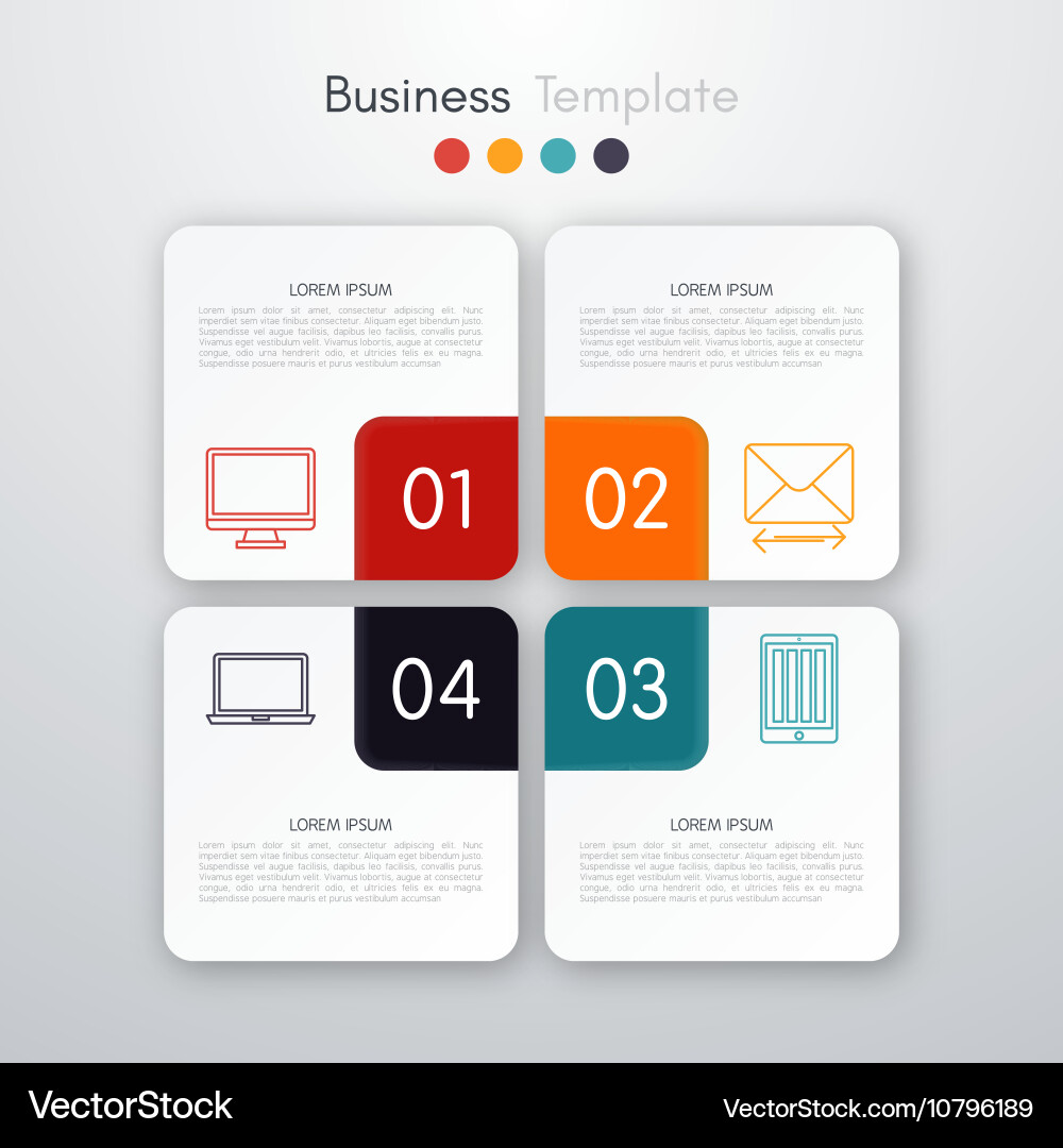 Four square infographics Royalty Free Vector Image