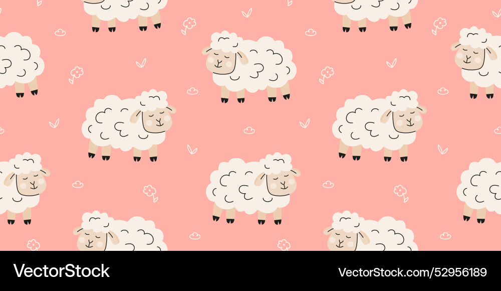 Funny cute sheep seamless pattern Royalty Free Vector Image