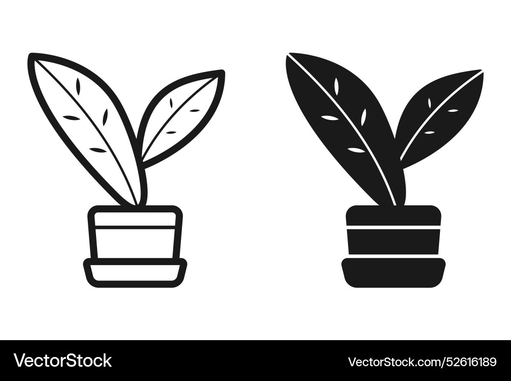 House plant in pot simple line shape icon flat Vector Image