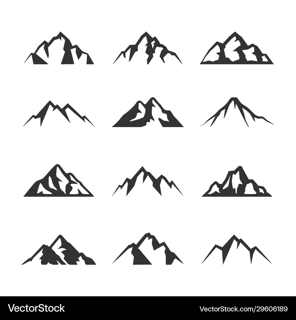 Mountain Icon Set - Adventure & Exploration Vector Image