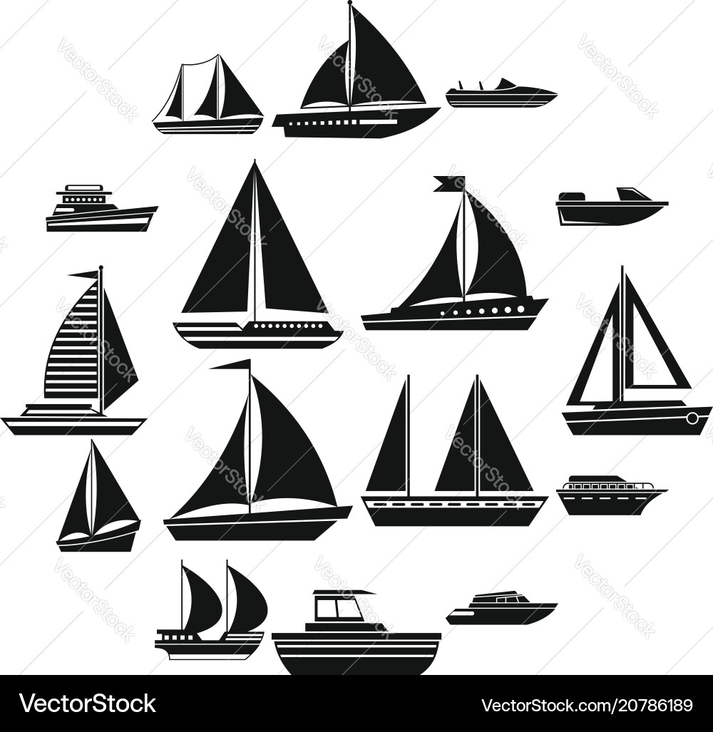 Nautical Boat Icons - Ship Set Royalty Free Vector Image