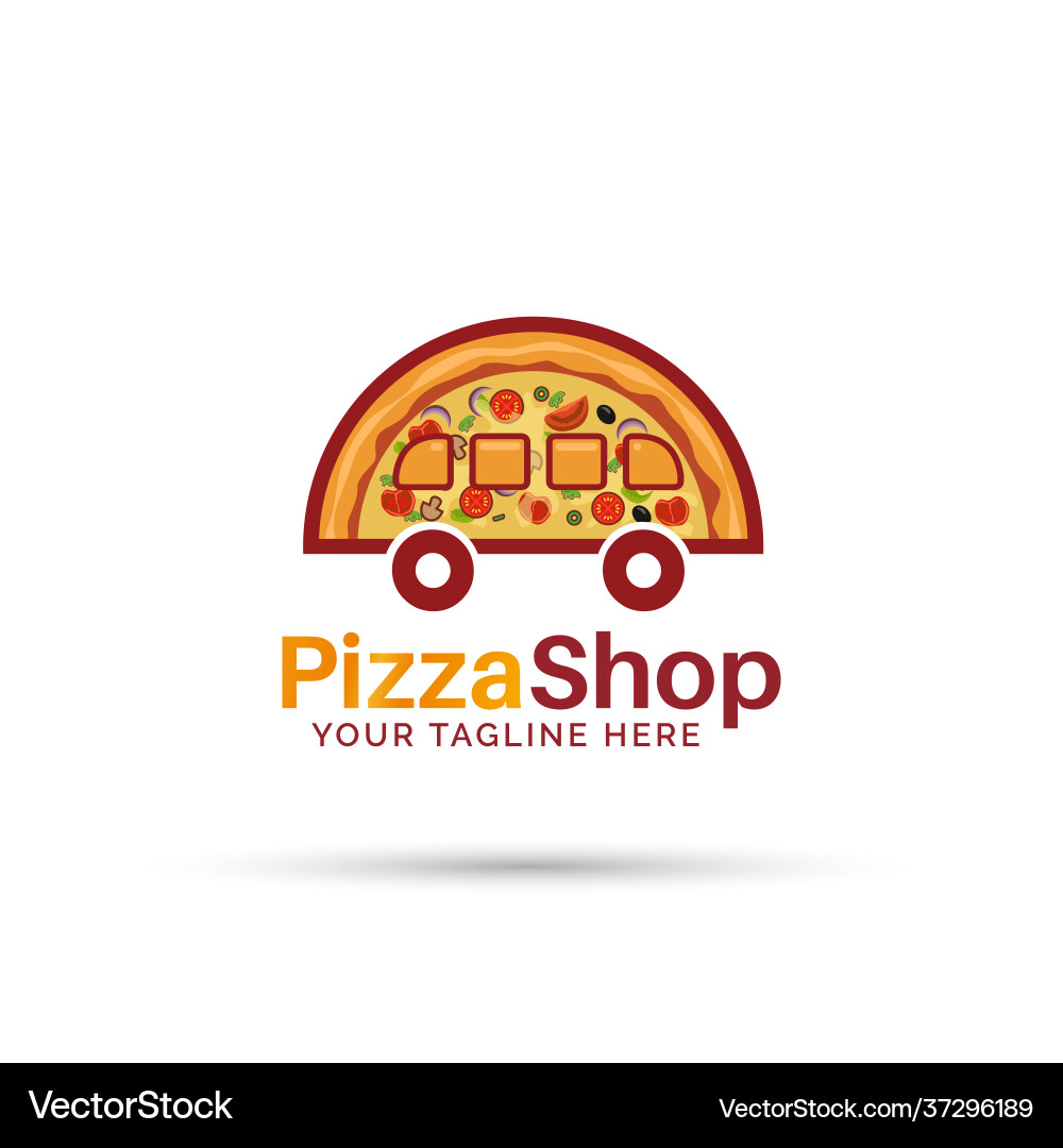 Pizza bus logo design Royalty Free Vector Image