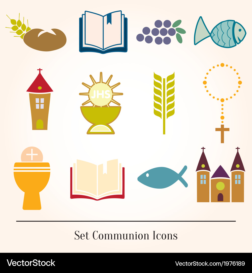 Set of a communion depicting traditio Royalty Free Vector