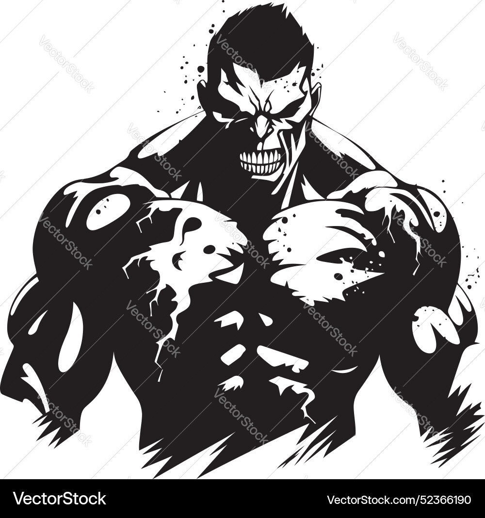 Apocalyptic muscle form emblem risen Royalty Free Vector