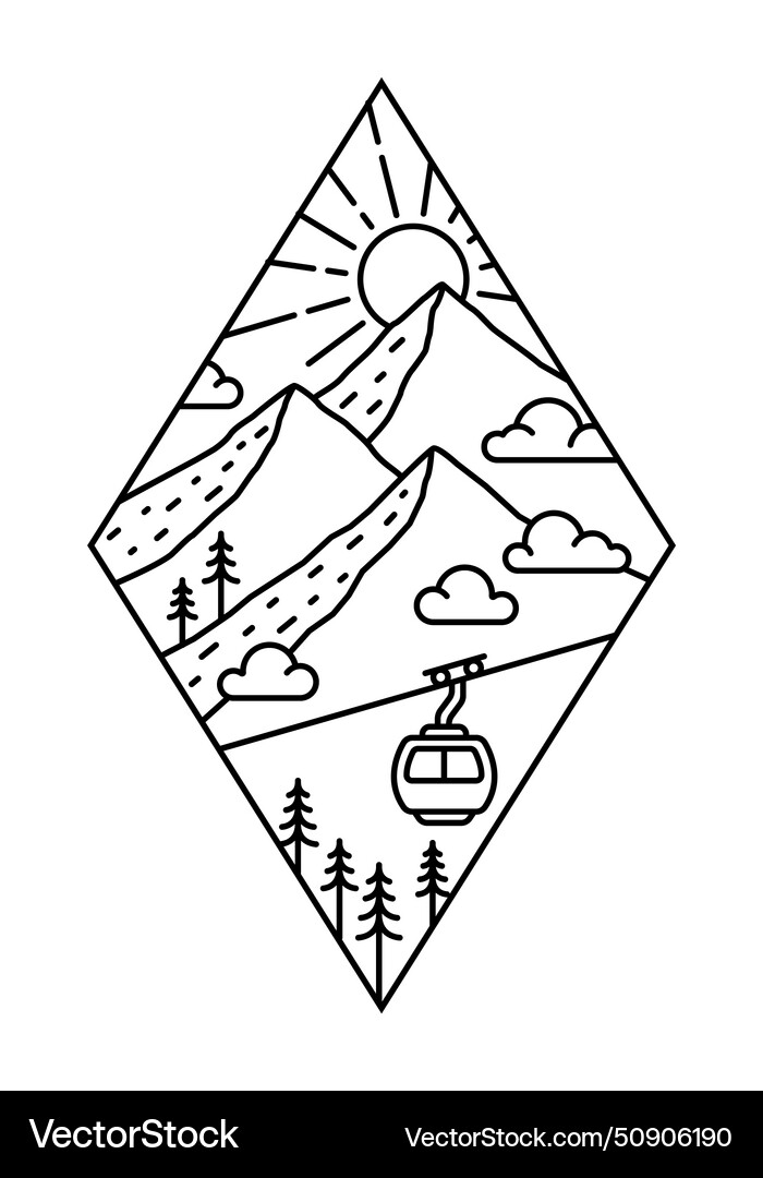 Beautiful nature line art Royalty Free Vector Image