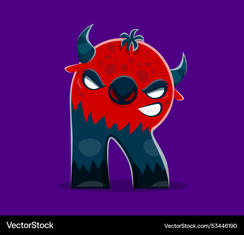 Halloween font letter r devil monster character Vector Image