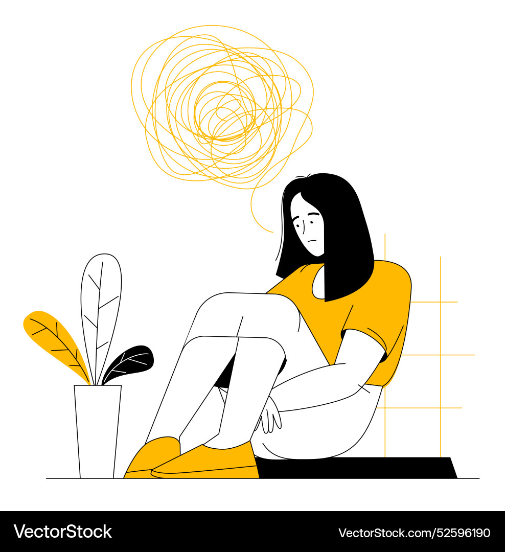 Sad depressed woman Royalty Free Vector Image - VectorStock