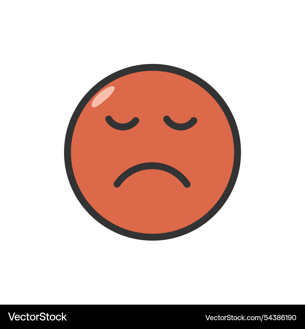 Sad face emoticon icon isolated Royalty Free Vector Image