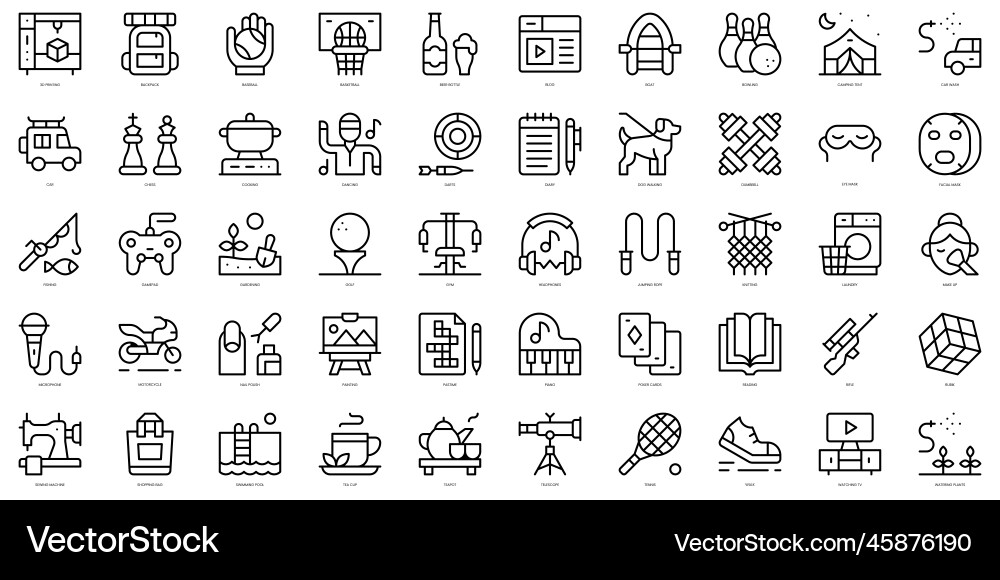 Set of thin line free time icons Royalty Free Vector Image