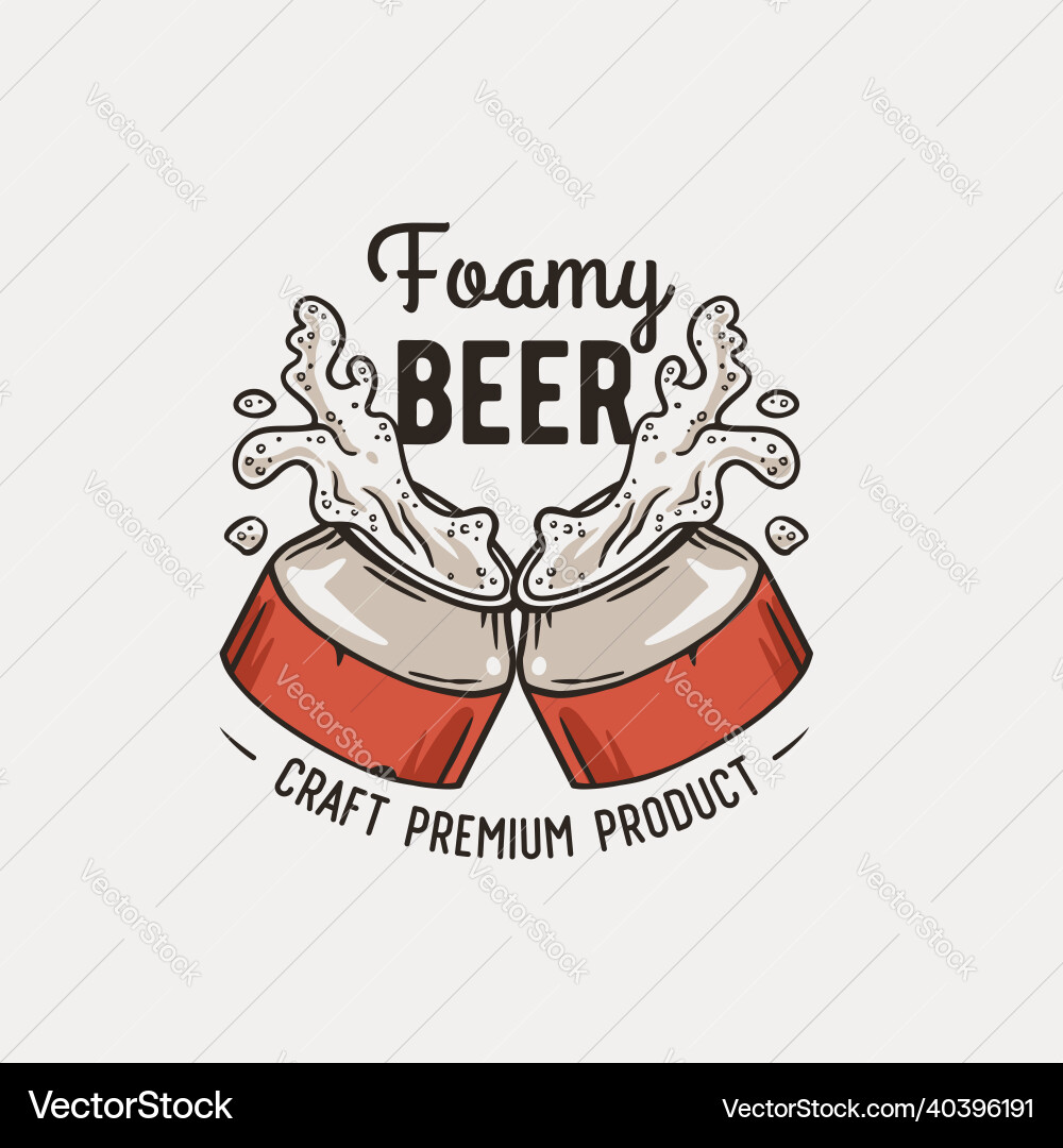 Beer can with foam for print design tin Royalty Free Vector