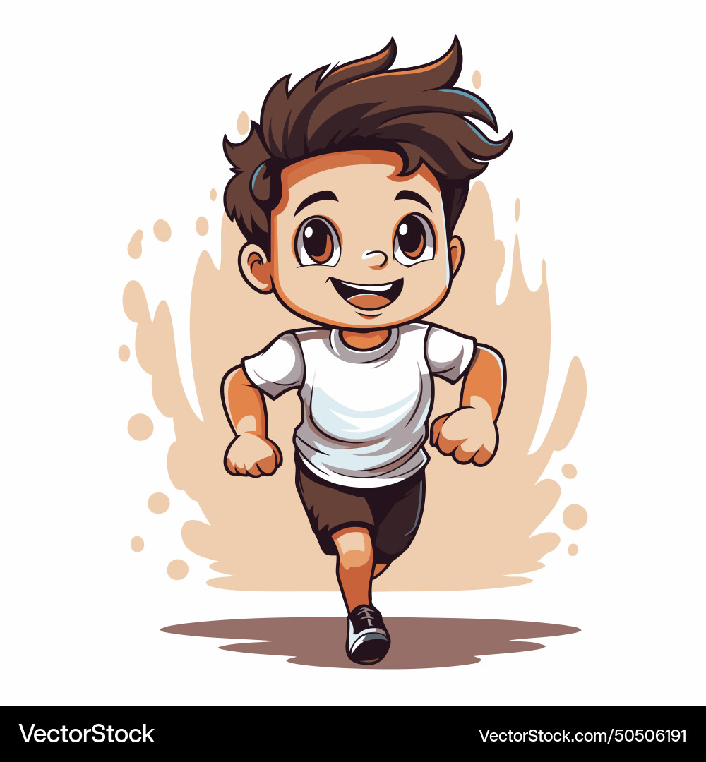 Cartoon boy running on white background Royalty Free Vector