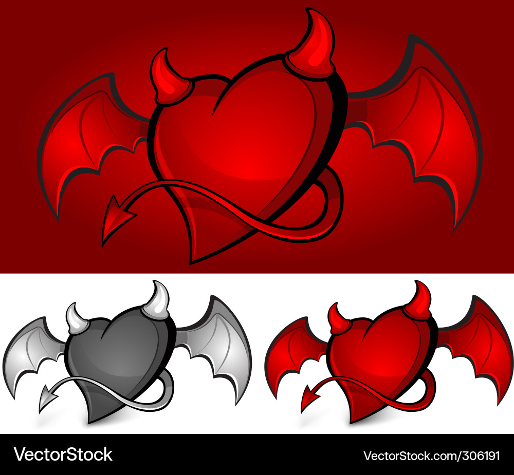 Devil Heart with Horns Royalty Free Vector Image