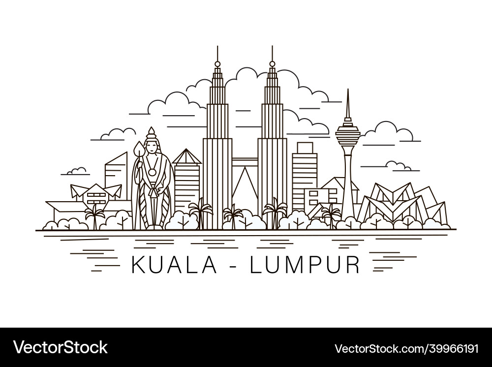 Kuala lumpur lineart Royalty Free Vector Image