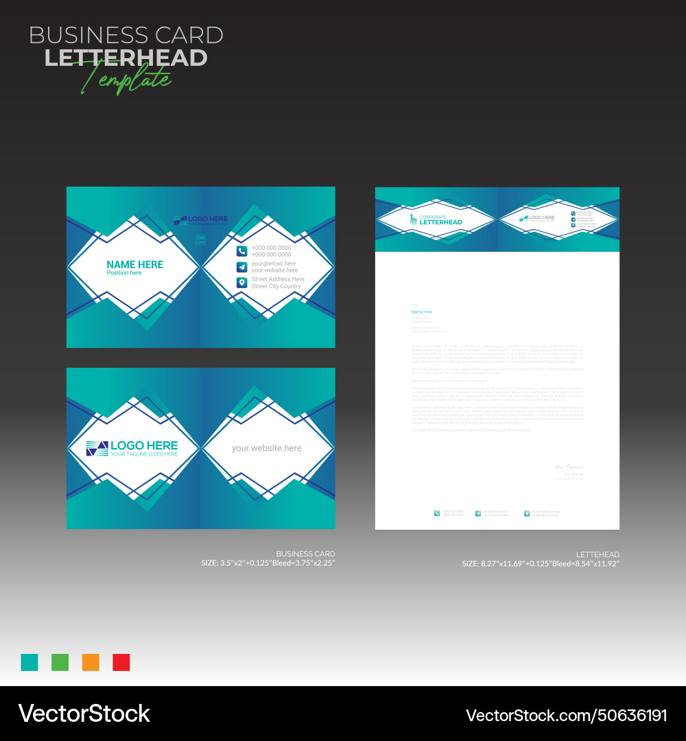 Letterhead and business card design Royalty Free Vector