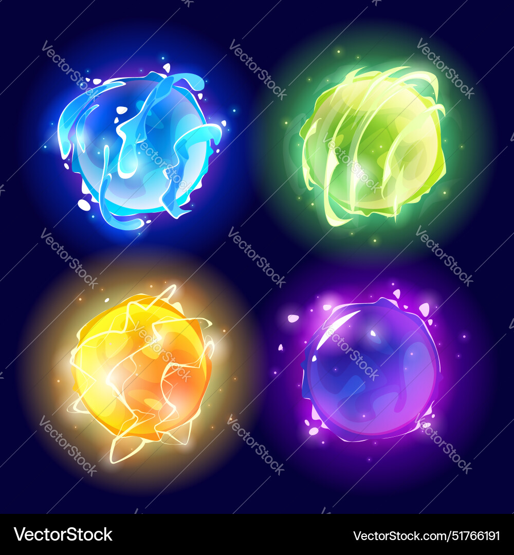 Magic energy ball for game power orb glow icon Vector Image