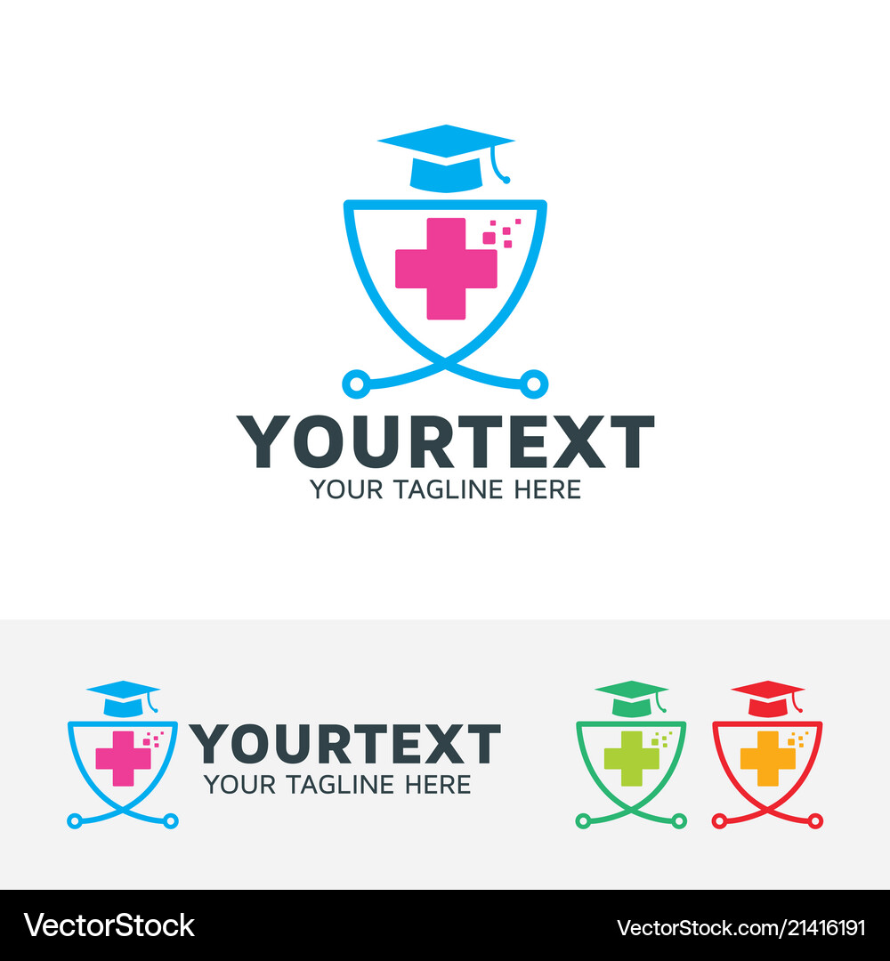 Medical Education Logo - Hat & Shield Vector Image