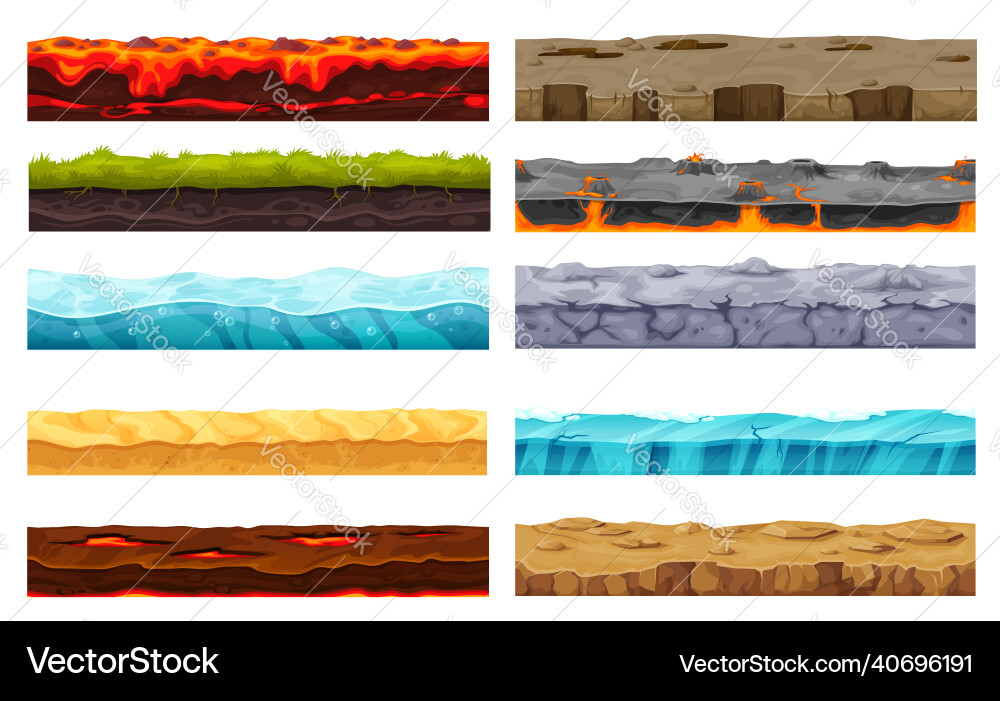 Soil ground layer game level surface landscape Vector Image