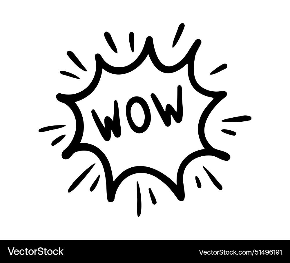 Wow hand drawn bold cloud speech bubble element Vector Image