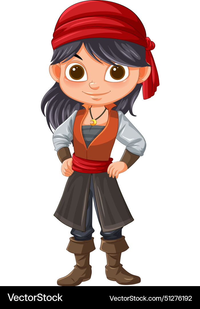 A young girl dressed as pirate Royalty Free Vector Image