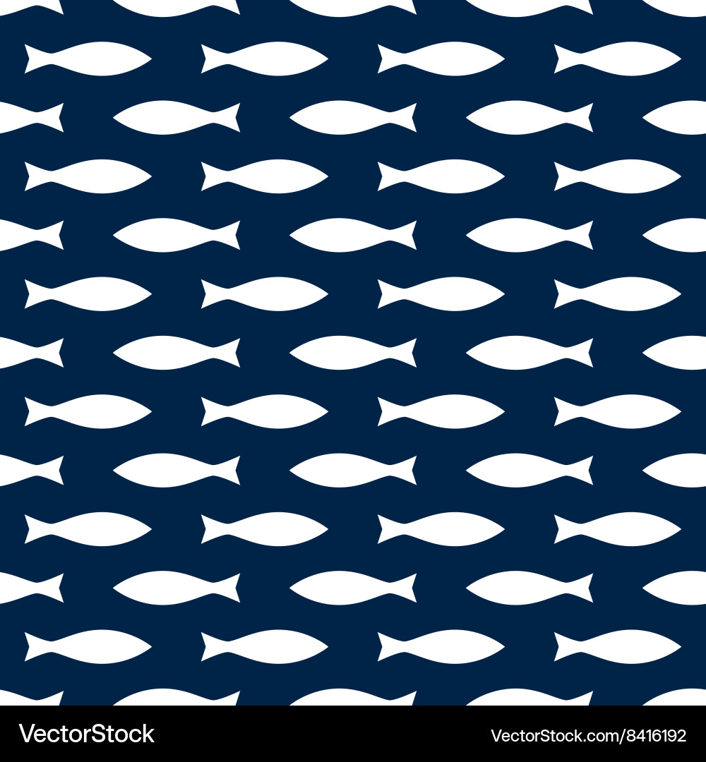 Blue and white simple fish seamless pattern Vector Image