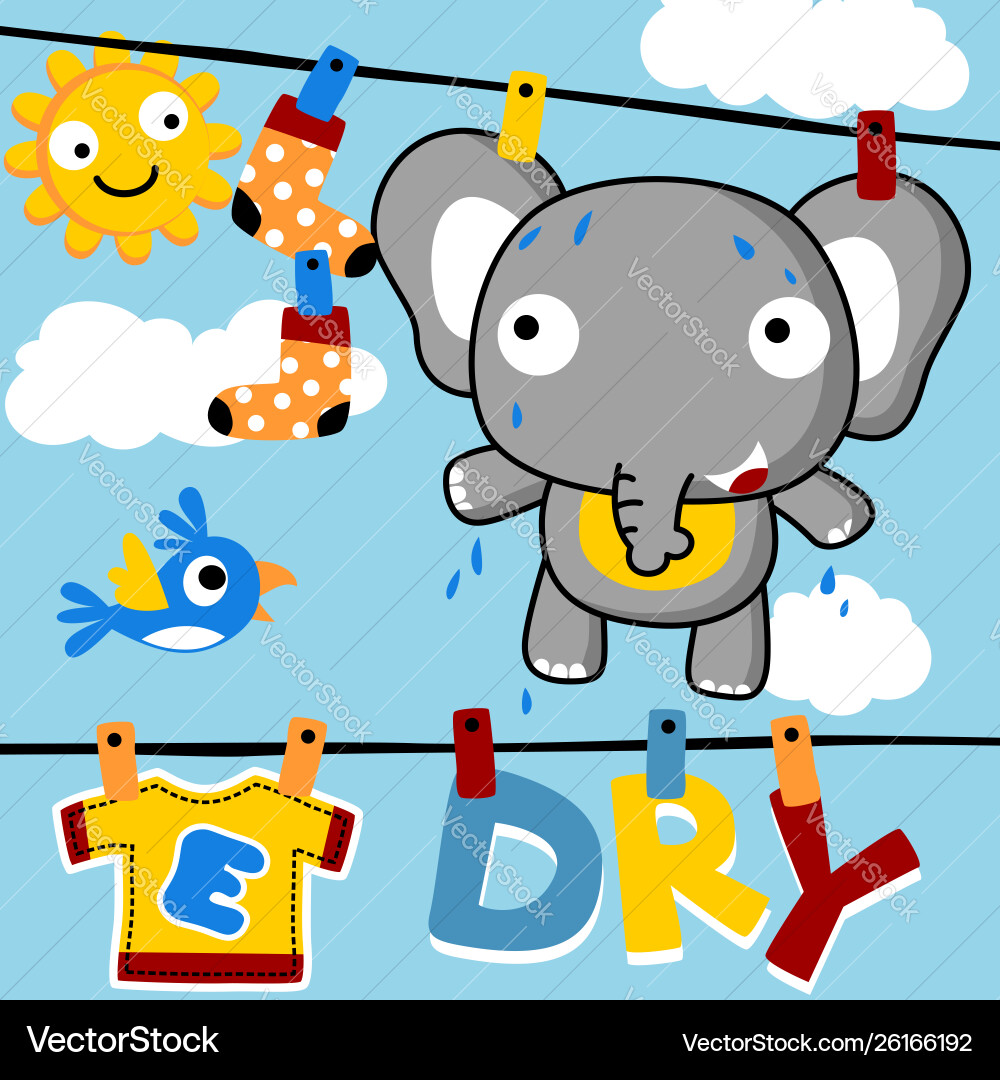 Drying time with funny animals cartoon Royalty Free Vector