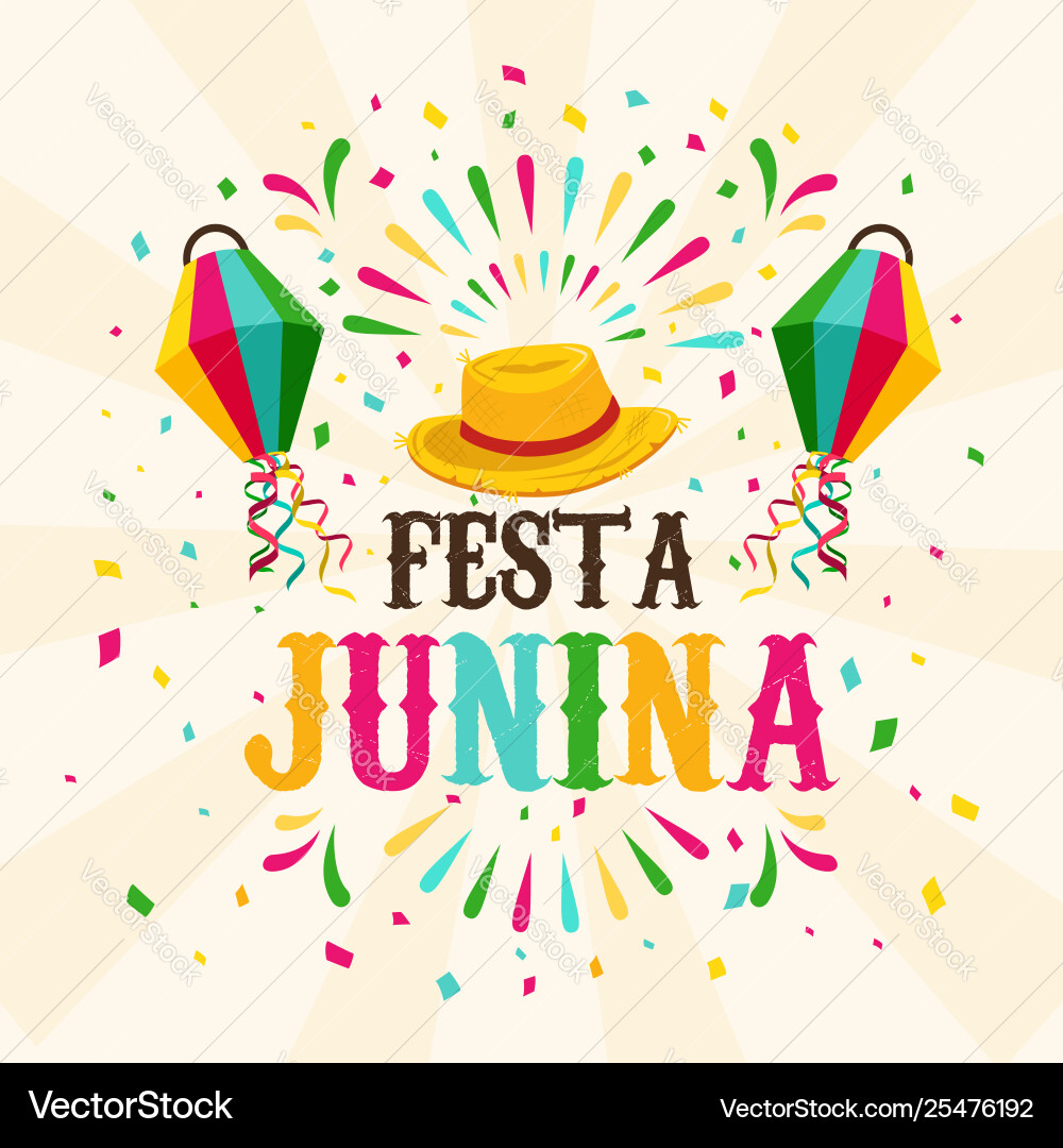 Festa junina karten Karneval Ballon und Feuerwerk Vektorbild