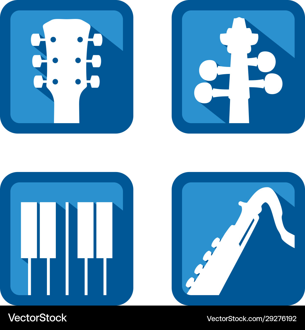 Guitar violin piano flute music instruments logo Vector Image