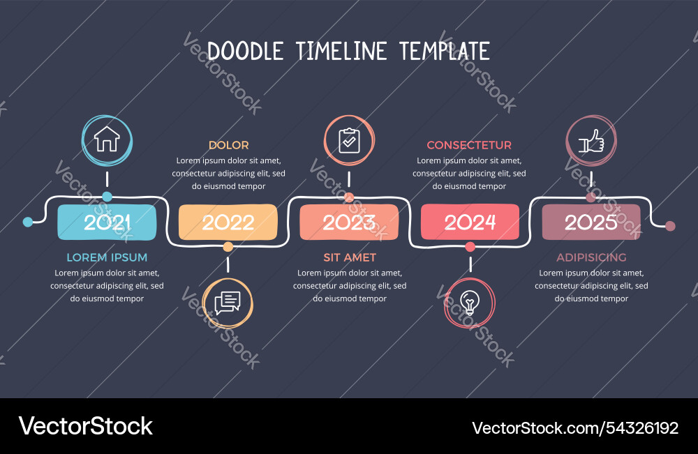 Hand drawn timeline infographics Royalty Free Vector Image