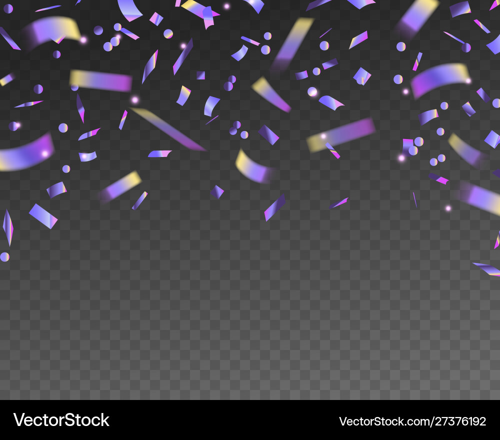 Holographic falling confetti realistic tinsel Vector Image