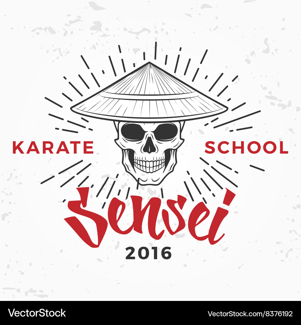 Japanese sensei skull logo samurai master Vector Image