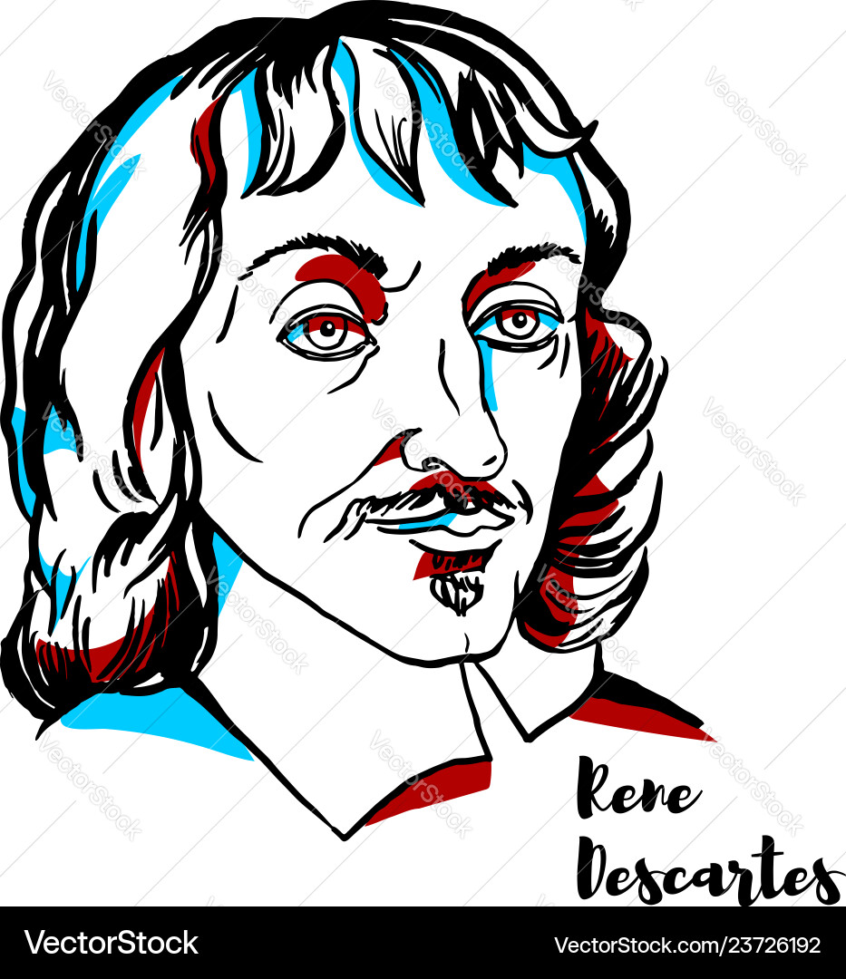 Rene descartes portrait Royalty Free Vector Image