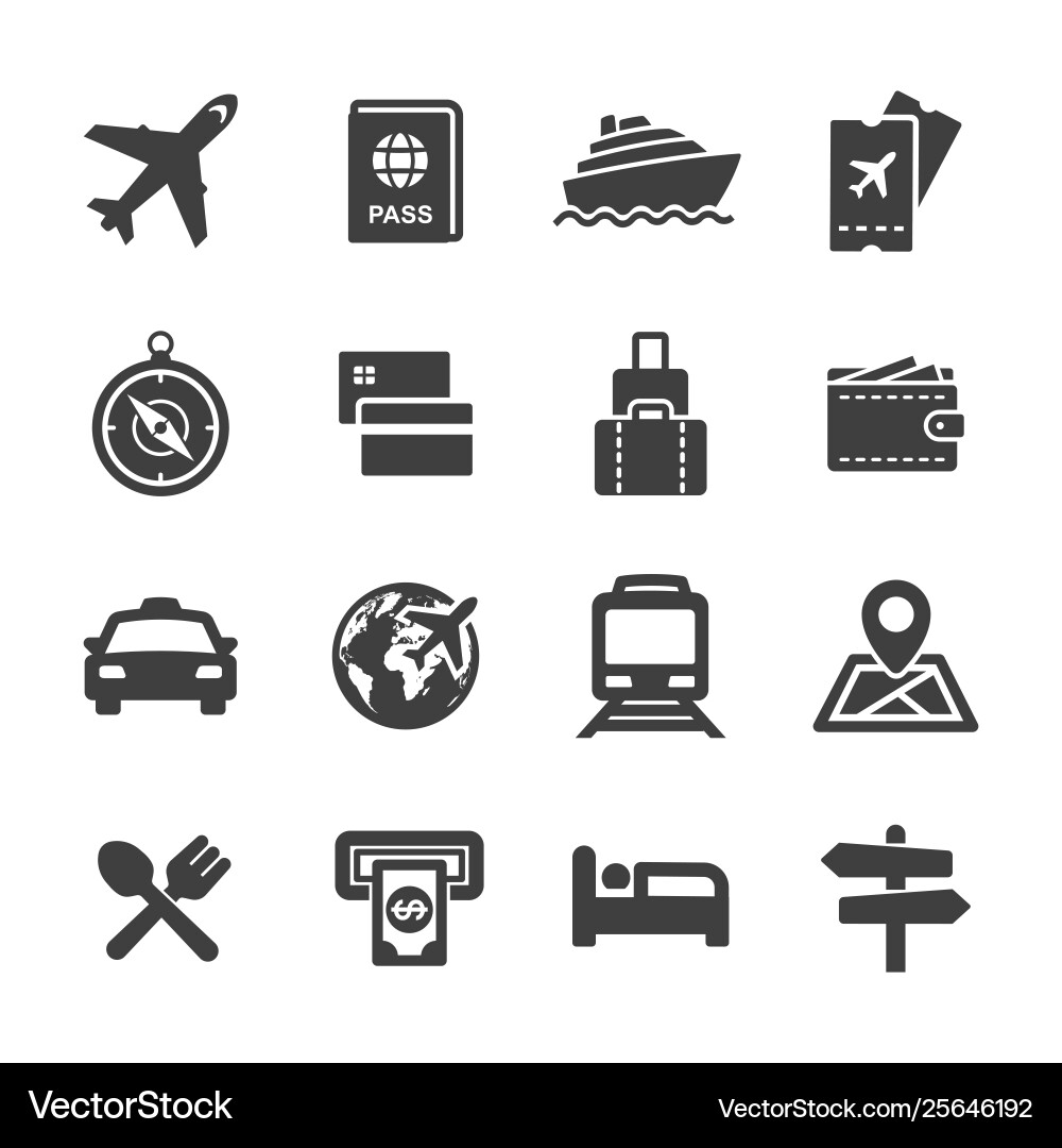 Tour and travel icon set Royalty Free Vector Image