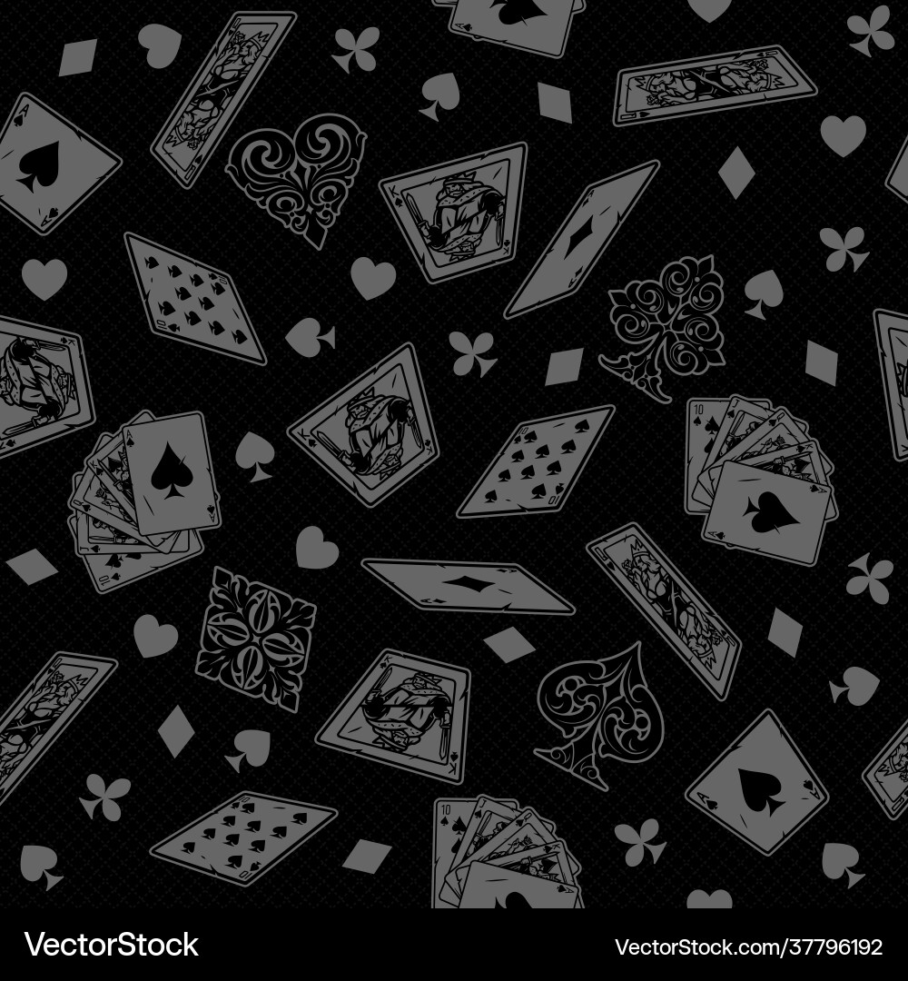 Vintage playing cards seamless pattern Royalty Free Vector