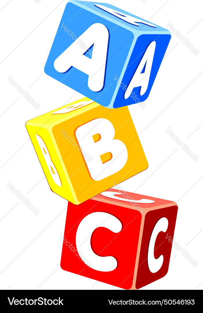 Children tumbling abc letter blocks Royalty Free Vector