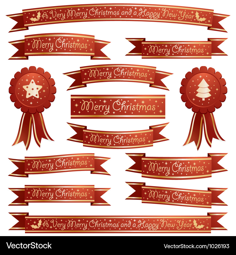 Christmas ribbons Royalty Free Vector Image - VectorStock