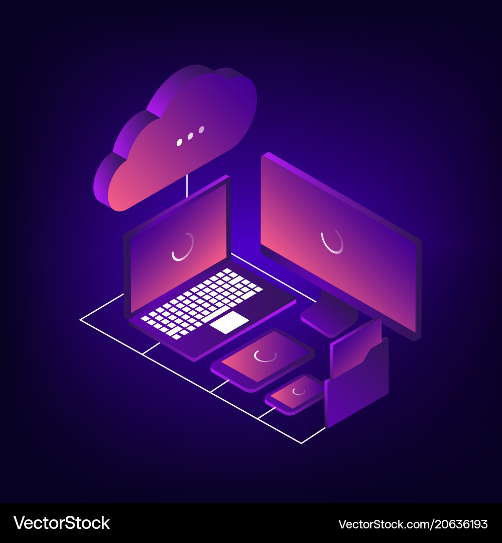 Cloud storage 3d isometric technology concept Vector Image